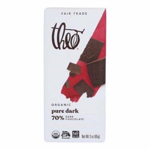 Theo Chocolate Organic Chocolate Bar Dark 70 Percent Cacao Pure