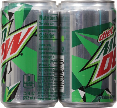 Diet Mountain Dew® Mini Cans, 6 pk / 7.5 oz - Harris Teeter Diet Mountain Dew® Mini Cans, 6 pk / 7.5 oz - Harris Teeter