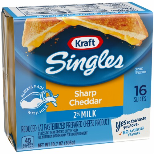 Kraft Singles 2% Milk Reduced Fat Sharp Cheddar Cheese Slices, 10.7 oz ... Kraft Singles 2% Milk Reduced Fat Sharp Cheddar Cheese Slices, 10.7 oz ...