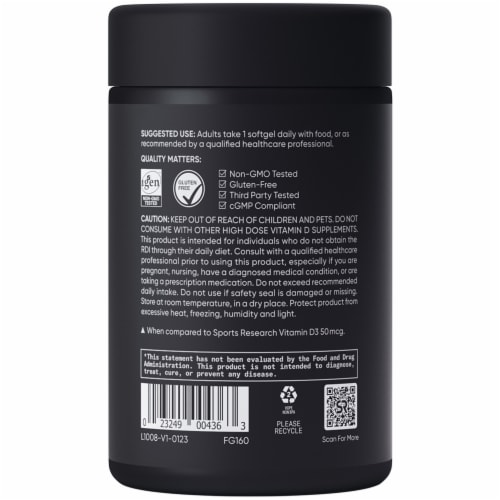 Sports Research Vitamin D3 Extra Strength 125 mcg (5 000 IU) - 360 ... Sports Research Vitamin D3 Extra Strength 125 mcg (5 000 IU) - 360 ...