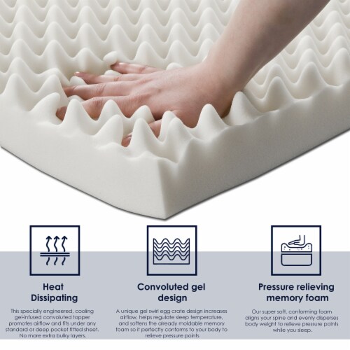 Continental Sleep 3 Convoluted High Density Foam Mattress Topper Twin White Twin Fry s Food Stores