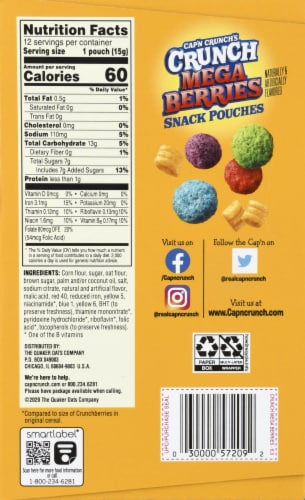 Cap'n Crunch's Crunch Mega Berries Bag Cereal, 12 ct / 0.52 oz - Ralphs Cap'n Crunch's Crunch Mega Berries Bag Cereal, 12 ct / 0.52 oz - Ralphs
