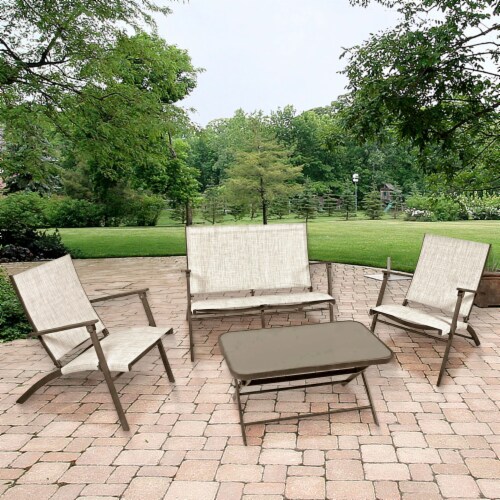 Four Seasons Courtyard Novara 4 Piece Steel Folding Outdoor Conversation Set 1 Piece Fry s Food Stores