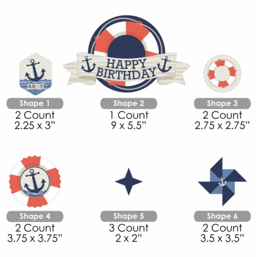 Big Dot Of Happiness Ahoy Nautical Birthday Party Cake Decor Kit