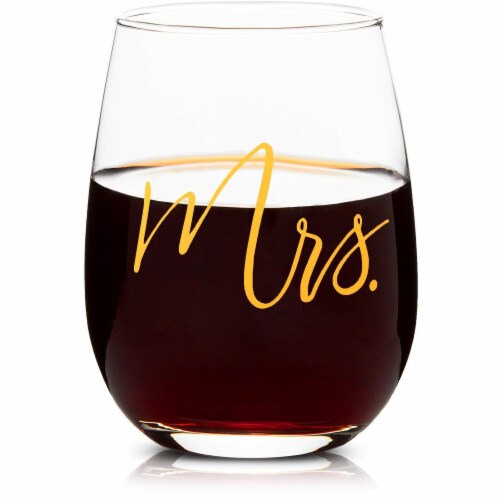 Mr And Mrs Stemless Wine Glasses Approximate 16 Ounce Capacity Set