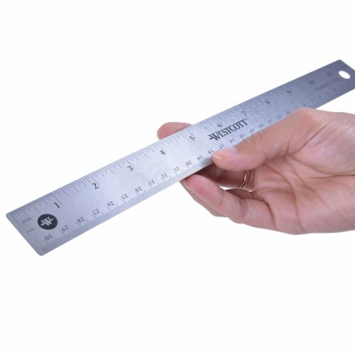 Westcott 12 Stainless Steel Office Ruler With Non Slip Cork Base Pack of 3 3 Rulers Gerbes Super Markets