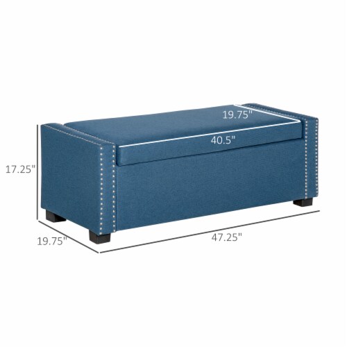 40 Nailhead Trim Upholstered Flip Top Storage Bench Fabric Ottoman