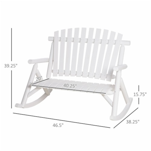 Wooden Adirondack Rocker Loveseat 2 Seat Wood Rocking Chair Porch White ... Wooden Adirondack Rocker Loveseat 2 Seat Wood Rocking Chair Porch White ...