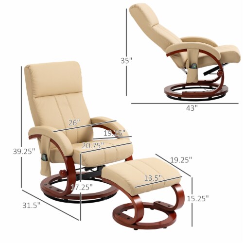 Faux Leather Recliner Chair With Ottoman W 10 Vibration Points And Remote Beige 1 Unit Fred Meyer