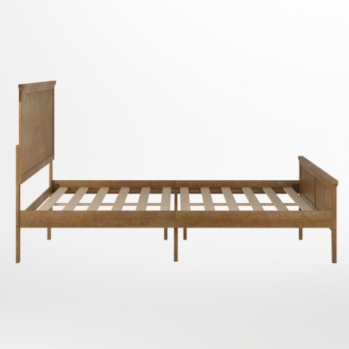 Merrick Lane Solid Wood Platform Queen Bed Frame with Slat Bottom Head Footboards in Lt Brn Queen Fry s Food Stores