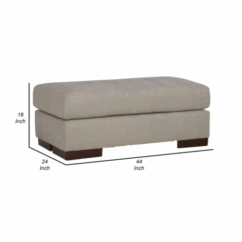 Magg 44 Inch Ottoman Low Profile Block Feet Gray Polyester Upholstery Saltoro Sherpi 24x44x18 Fred Meyer