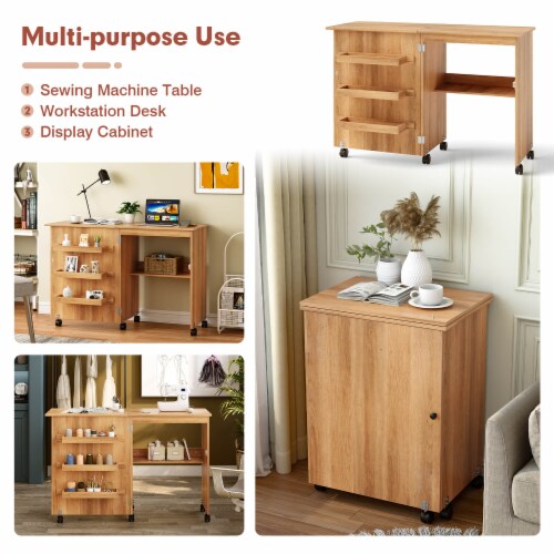 Slickblue Folding Sewing Craft Table with Shelf Storage Cabinet for Home Furniture 1 Unit Smith s Food and Drug