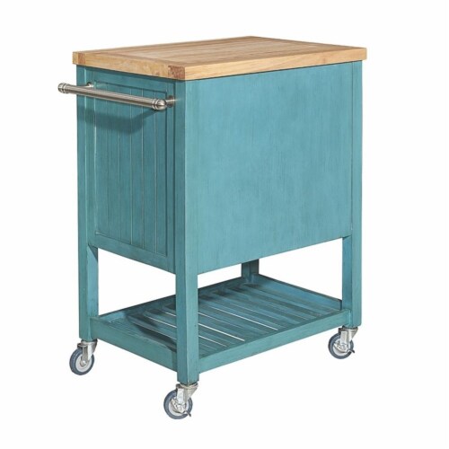 Bowery Hill Kitchen Cart in Teal 1 Pay Less Super Markets
