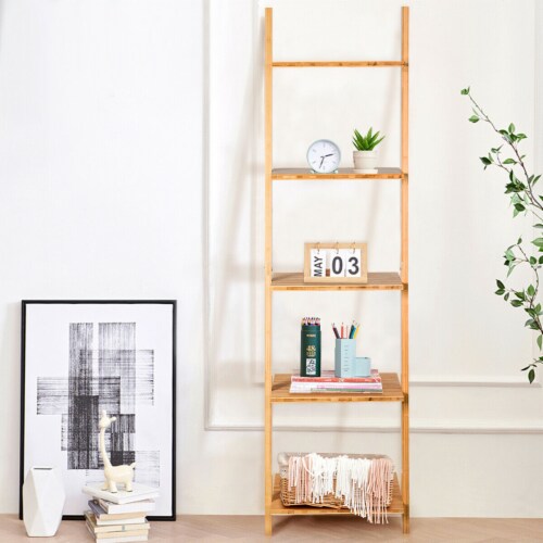 Bamboo leaning shelf store