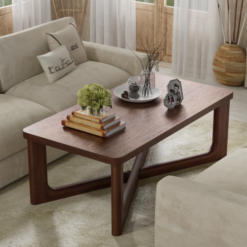 50 Walnut Color Large Rectangle Solid Wood Oak Coffee Table 52 Smith s Food and Drug