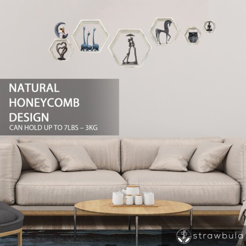 Hexagon Floating Shelves 6Pcs Wall Mounted Set Honeycomb Floating ... Hexagon Floating Shelves 6Pcs Wall Mounted Set Honeycomb Floating ...
