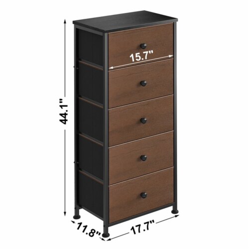 REAHOME Vertical Narrow Metal Tower Dresser w 5 Fabric Drawer Bins Espresso 1 Piece Foods Co