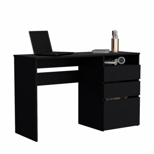 DEPOT E SHOP 3 Drawers Computer Desk One Shelf Black 1 Box Gerbes Super Markets