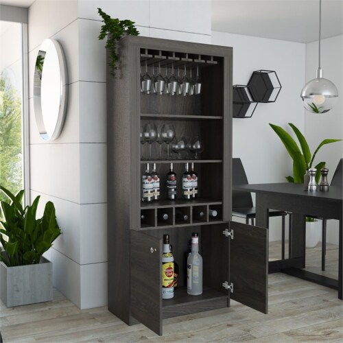 Tuhome Furniture Montenegro 69 Bar Cabinet with Wine Rack in Espresso 1 Smith s Food and Drug
