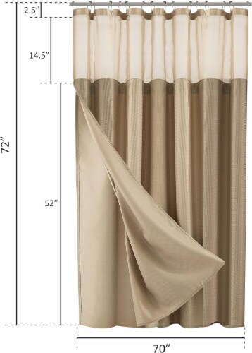 Dainty Home Waffle Weave Complete Shower Curtain With Detachable Fabric