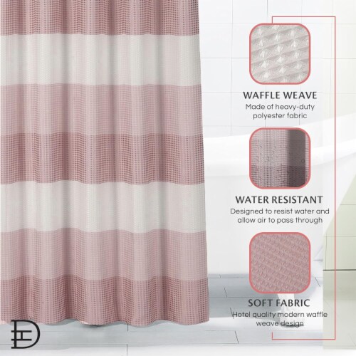 Dainty Home Striped Ombre Waffle Weave Textured Fabric Shower Curtain