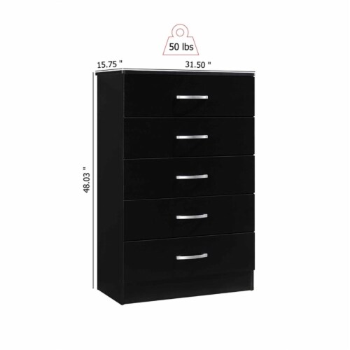 Hodedah Hi5Dr Black 5 Drawer Chest 1 Pick n Save