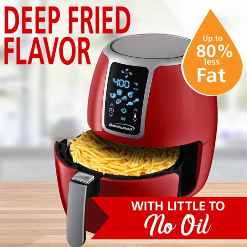Brentwood Small 1400 Watt 4 Quart Electric Digital Air Fryer with Temperature Control in Red One Size Jay C Food Stores