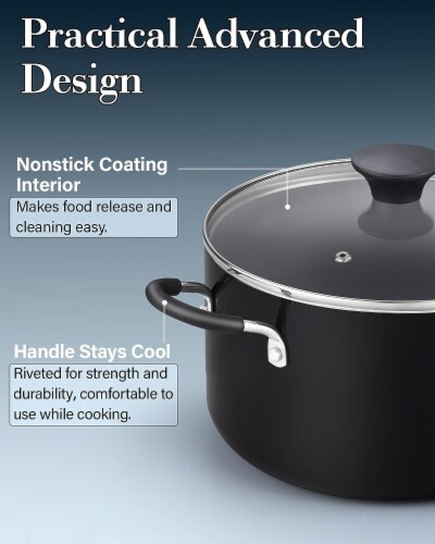 Cook N Home 6 QT Nonstick Professional Deep Cooking Pot Stockpot with Glass Lid Black 6 quart Gerbes Super Markets