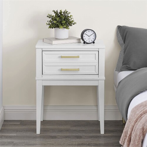 MUSEHOMEINC Mid Century Modern 2 Drawer Solid Wood Nightstand End Table White 1 Piece Smith s Food and Drug