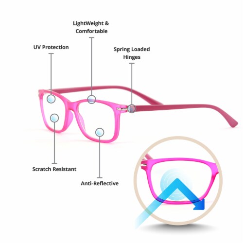 Readerest Pink Light Blocking Reading Glasses 200 Magnification Computer Glasses 1 Count