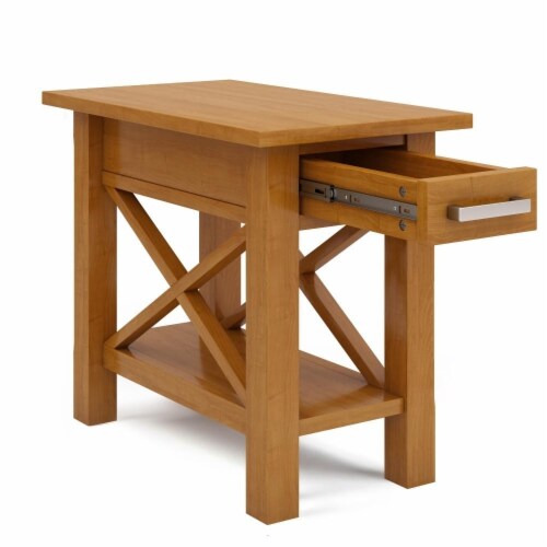 Simpli Home Kitchener Narrow Side Table Solid Wood 24In Modern Storage With Drawer And Shelf 0.5 top Jay C Food Stores