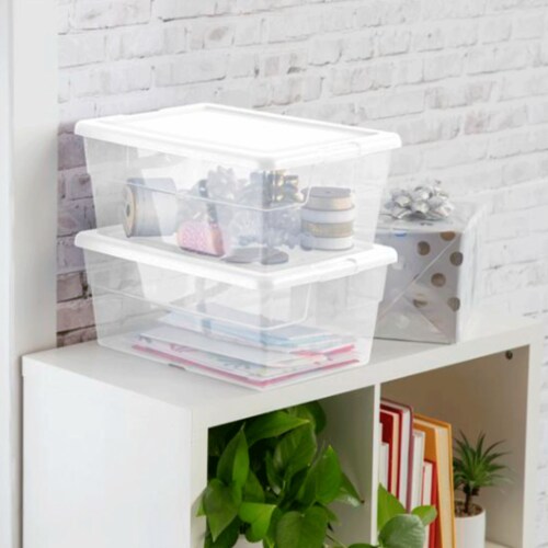 Sterilite 16 Quart Clear Plastic Stacking Storage Container Box W Lid