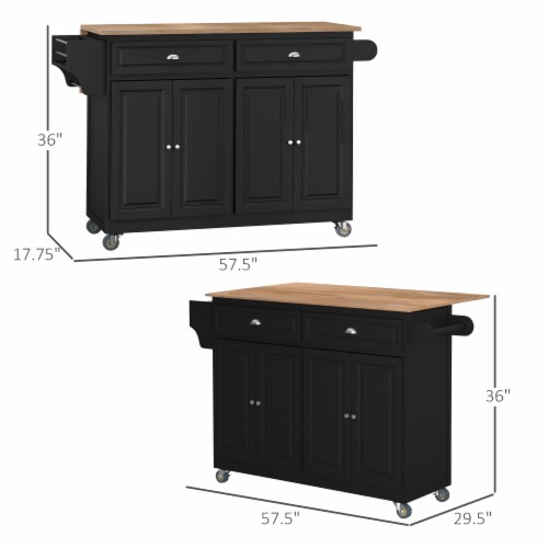 HOMCOM 58 Kitchen Island Cart Modern Drop Leaf Storage Trolley Shelf on ... HOMCOM 58 Kitchen Island Cart Modern Drop Leaf Storage Trolley Shelf on ...