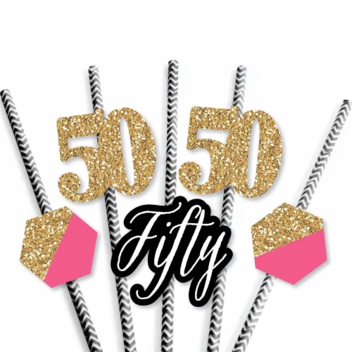 Big Dot Of Happiness Chic 50th Birthday Pink Black Gold Striped Paper