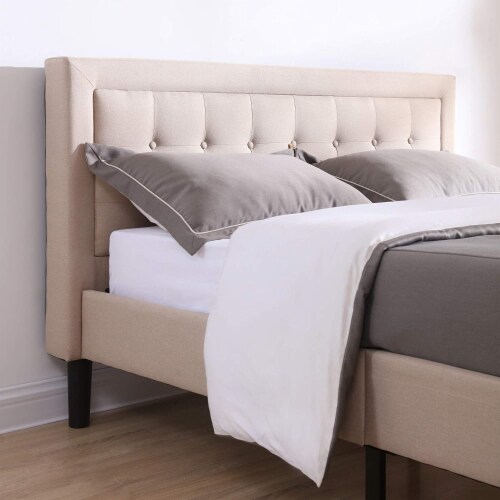 Classic brands mornington upholstered platform bed headboard and metal frame with wood slat support store