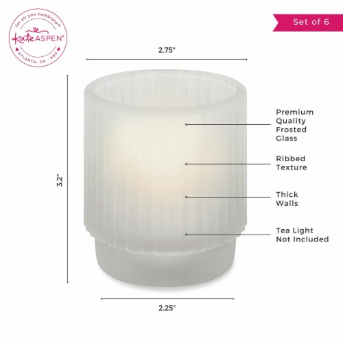 Kate Aspen Ribbed Frosted Glass Votive Candle Holder Set Of 6