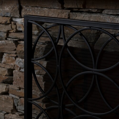Simplie Fun Geometric Iron Fireplace Screen with Single Overlapping ... Simplie Fun Geometric Iron Fireplace Screen with Single Overlapping ...