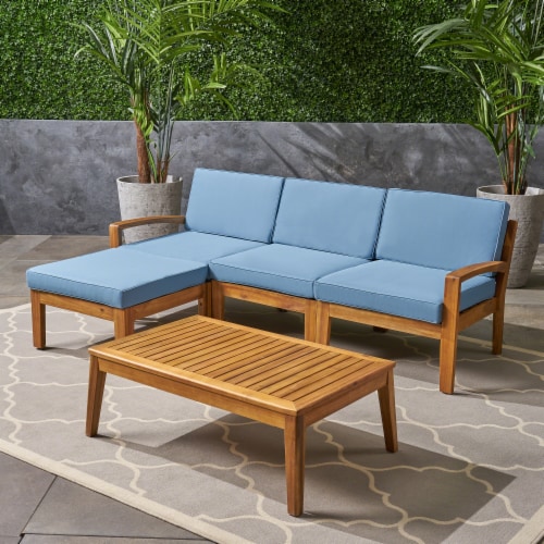 Simplie Fun Modular Outdoor Sectional Sofa Set with Acacia Wood Frame and Coffee Table 1 count Fry s Food Stores