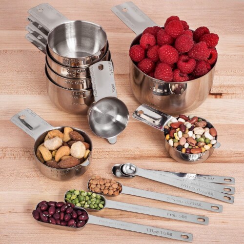 Hudson Essentials Stainless Steel Measuring Cups and Spoon Set 15 Pieces Fred Meyer