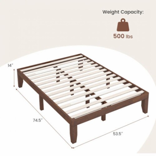 Hivvago 14 Inch Full Size Wood Platform Bed Frame with Wood Slat Support 1 Fred Meyer
