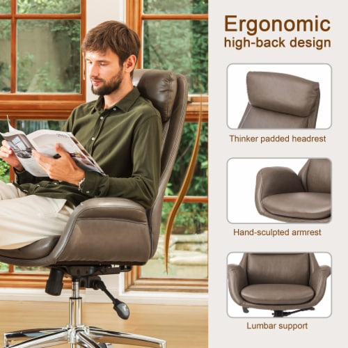 Glitzhome High Back Adjustable Height Swivel Leatherette Upholstered Ergonomic Office Chair Set of One City Market