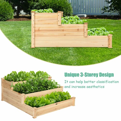 3 Tier Wooden Raised Vegetable Garden Bed Elevated Planter Kit Outdoor