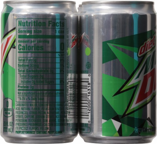 Diet Mountain Dew® Mini Cans, 6 pk / 7.5 oz - Harris Teeter Diet Mountain Dew® Mini Cans, 6 pk / 7.5 oz - Harris Teeter