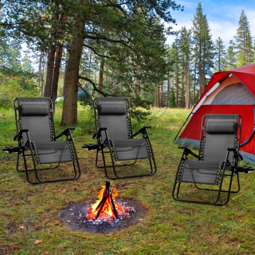 Four Seasons Courtyard Sunny Isles XL Steel Zero Gravity Chair Black 3 Pack 1 Piece Kroger