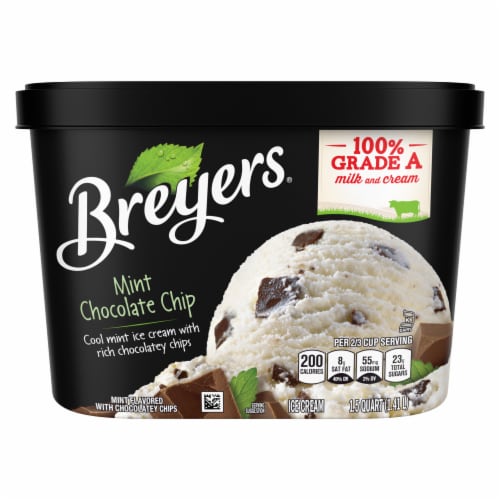 Breyers 100 Grade A Milk All American Dairy Mint Chocolate Chip Ice