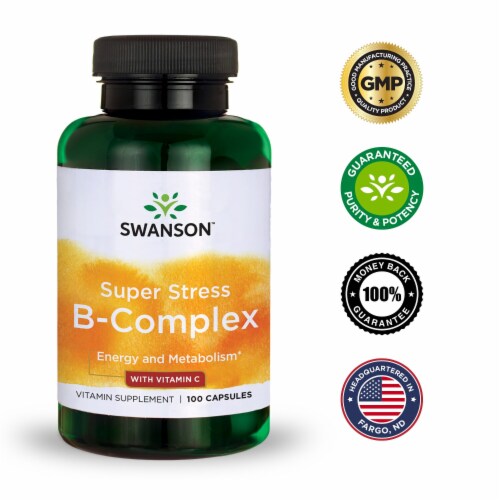Swanson Vitamin B-Complex w/ Vitamin C 100 Caps, Stress & Immune ... Swanson Vitamin B-Complex w/ Vitamin C 100 Caps, Stress & Immune ...