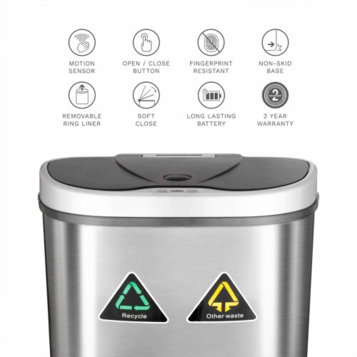 NINESTARS 18.5 Gallon Dual Compartment Motion Sensor Garbage Trash Can ... NINESTARS 18.5 Gallon Dual Compartment Motion Sensor Garbage Trash Can ...