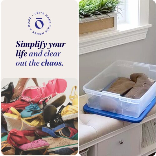 Homz Snaplock 41 Qt Stackable Plastic Storage Container W Lid Blue 4