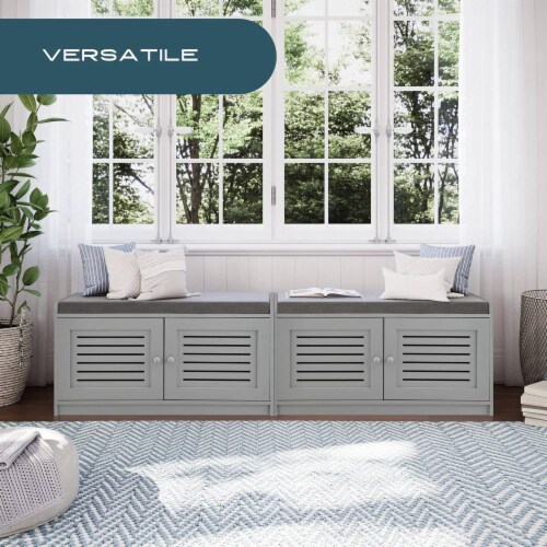 Sturdis Shoe Storage Cushioned Seat Bench with Adjustable Shelves 2 Pack Gray 2 Piece Fred Meyer