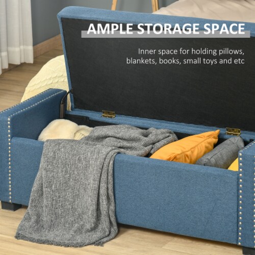 40 Nailhead Trim Upholstered Flip Top Storage Bench Fabric Ottoman